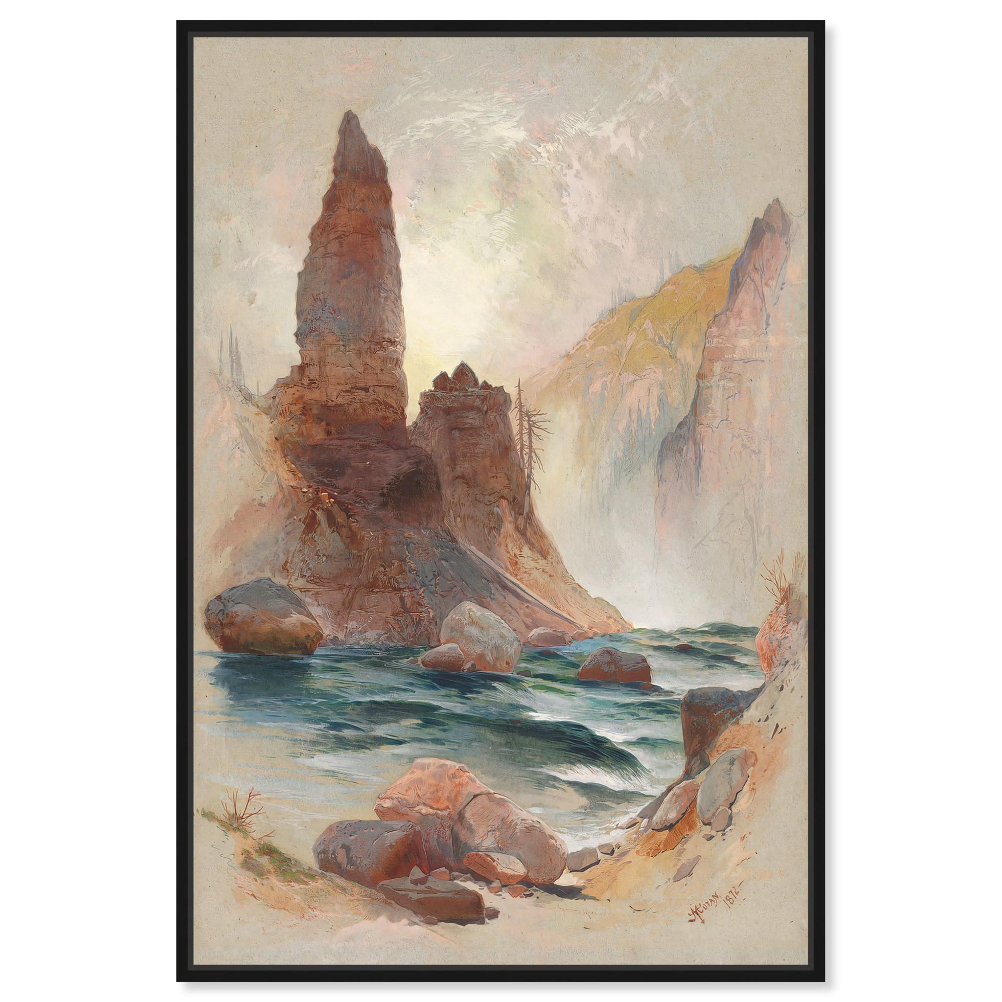 Tower at Tower Falls Yellowstone Canvas Vintage Landscape Art by Art ...