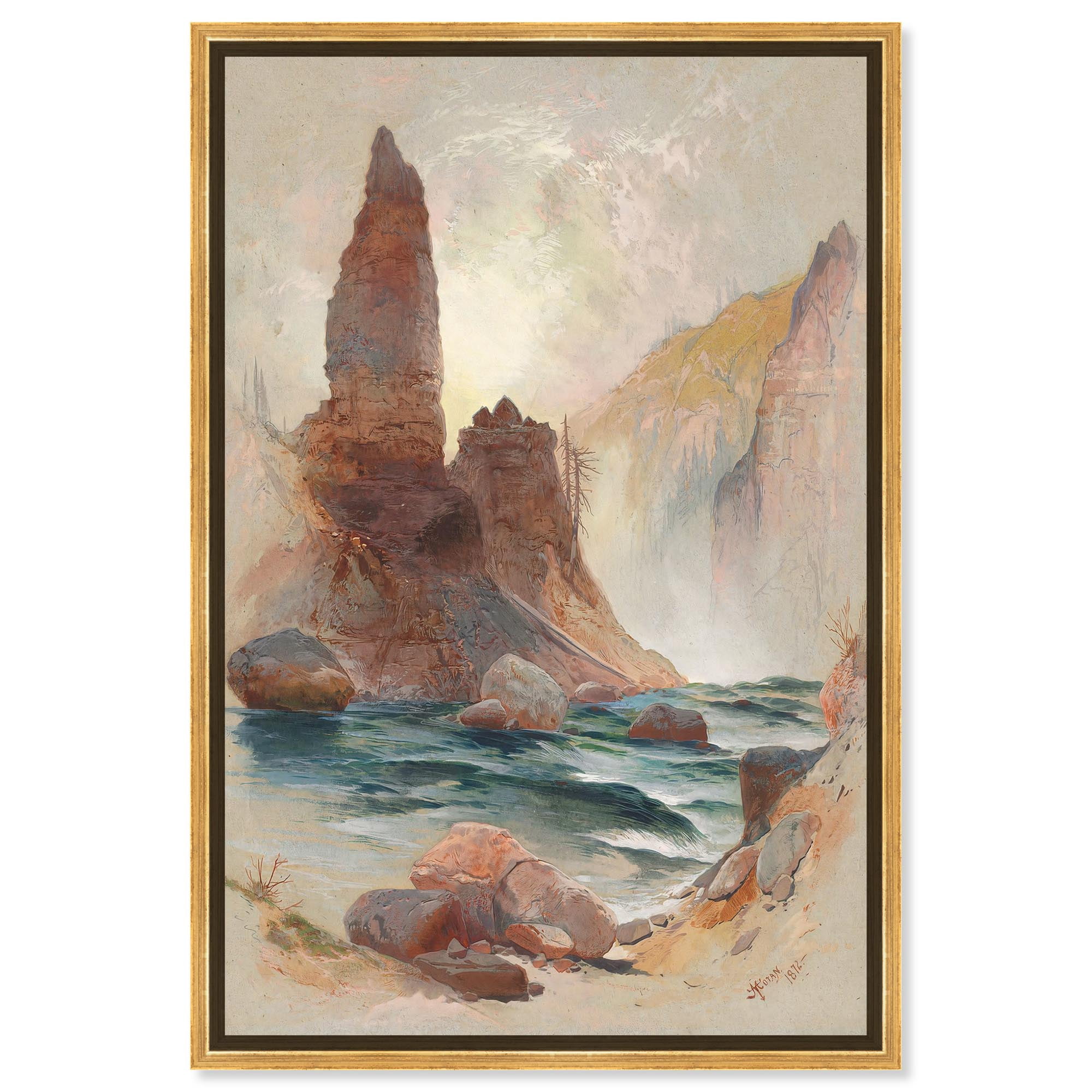 Tower at Tower Falls Yellowstone Canvas Vintage Landscape Art by Art ...