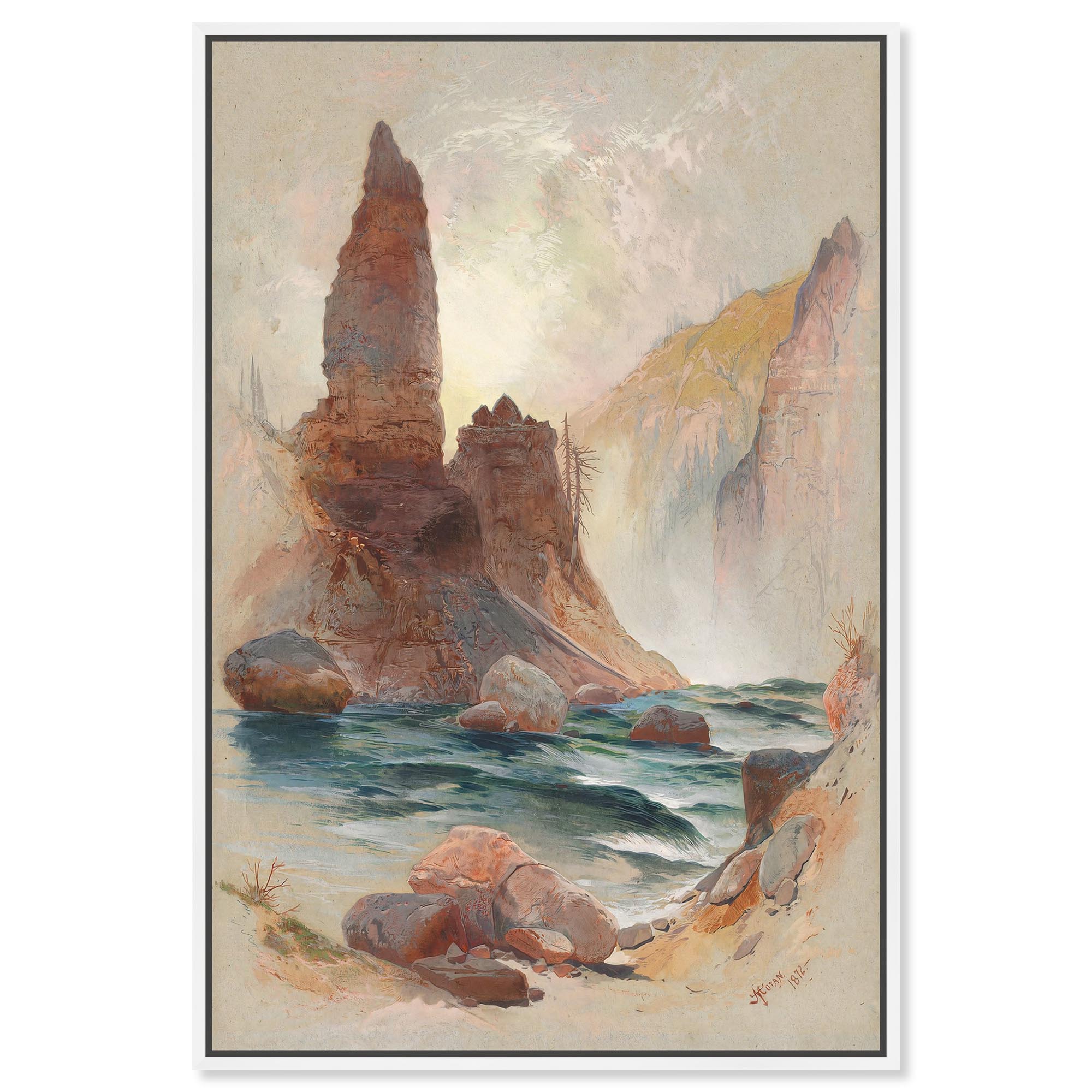 Tower at Tower Falls Yellowstone Canvas Vintage Landscape Art by Art ...
