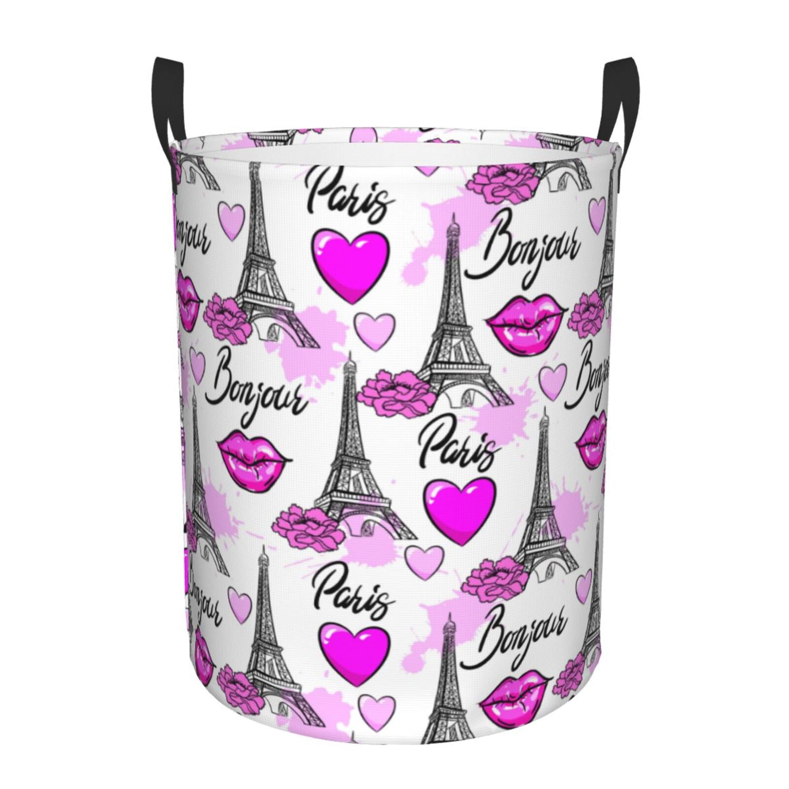 Tower flower purple Laundry Basket with Handles - Freestanding Laundry ...