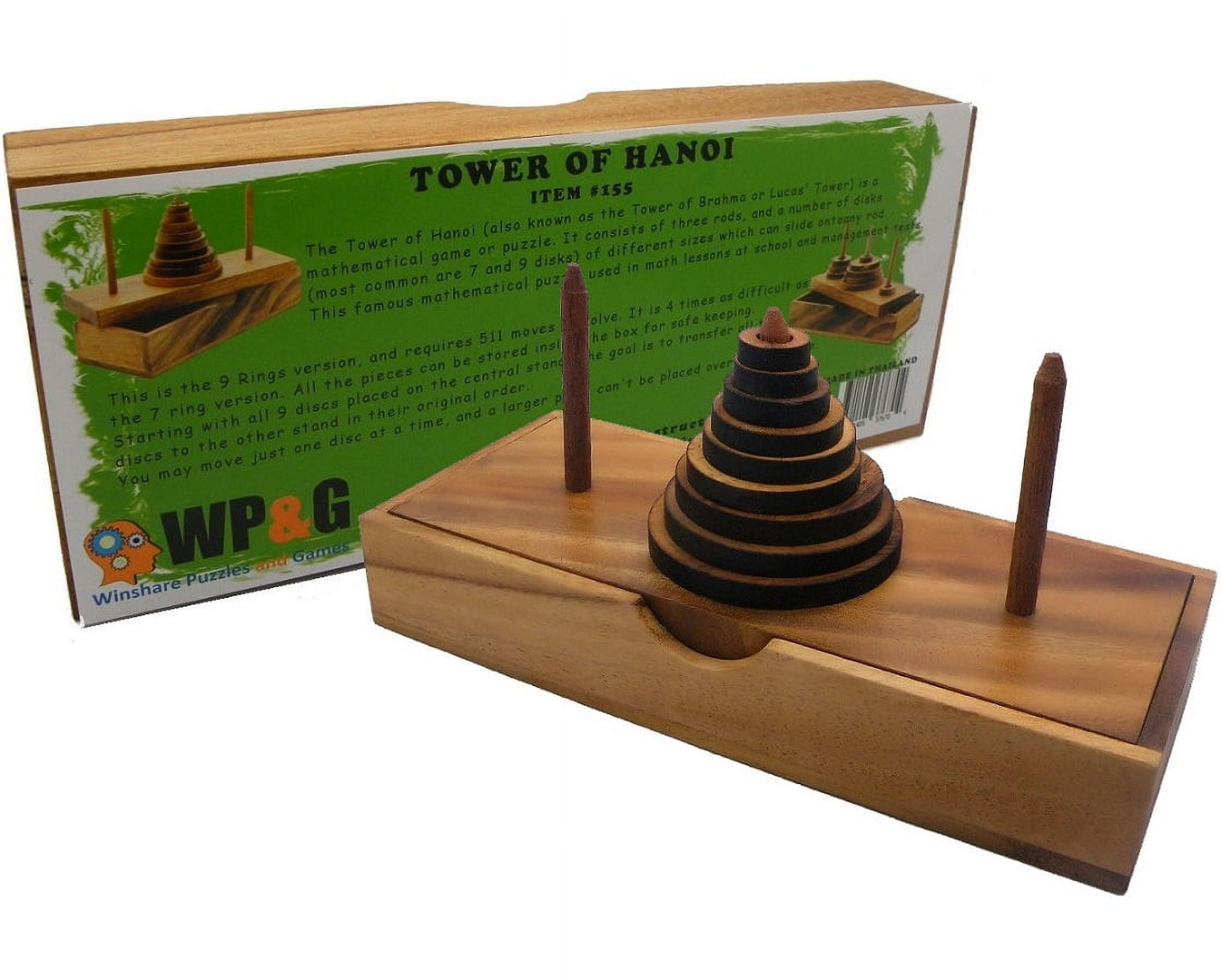 Walmart's Tower of Hanoi 9 Rings Wooden Brain Teaser Puzzle ...