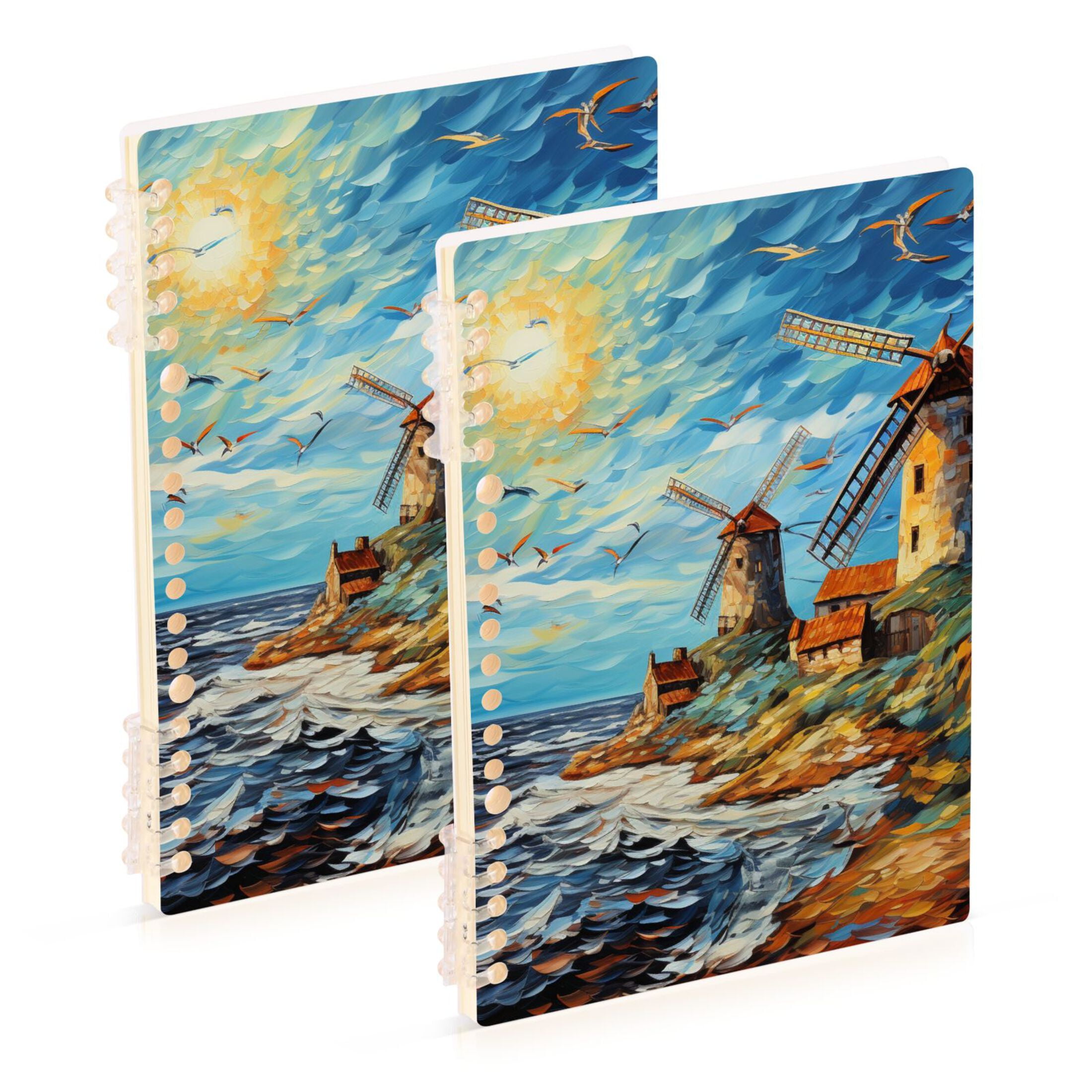 Towers Sun Sea Painting Ring Binder Notebook Journey Note Diary College ...