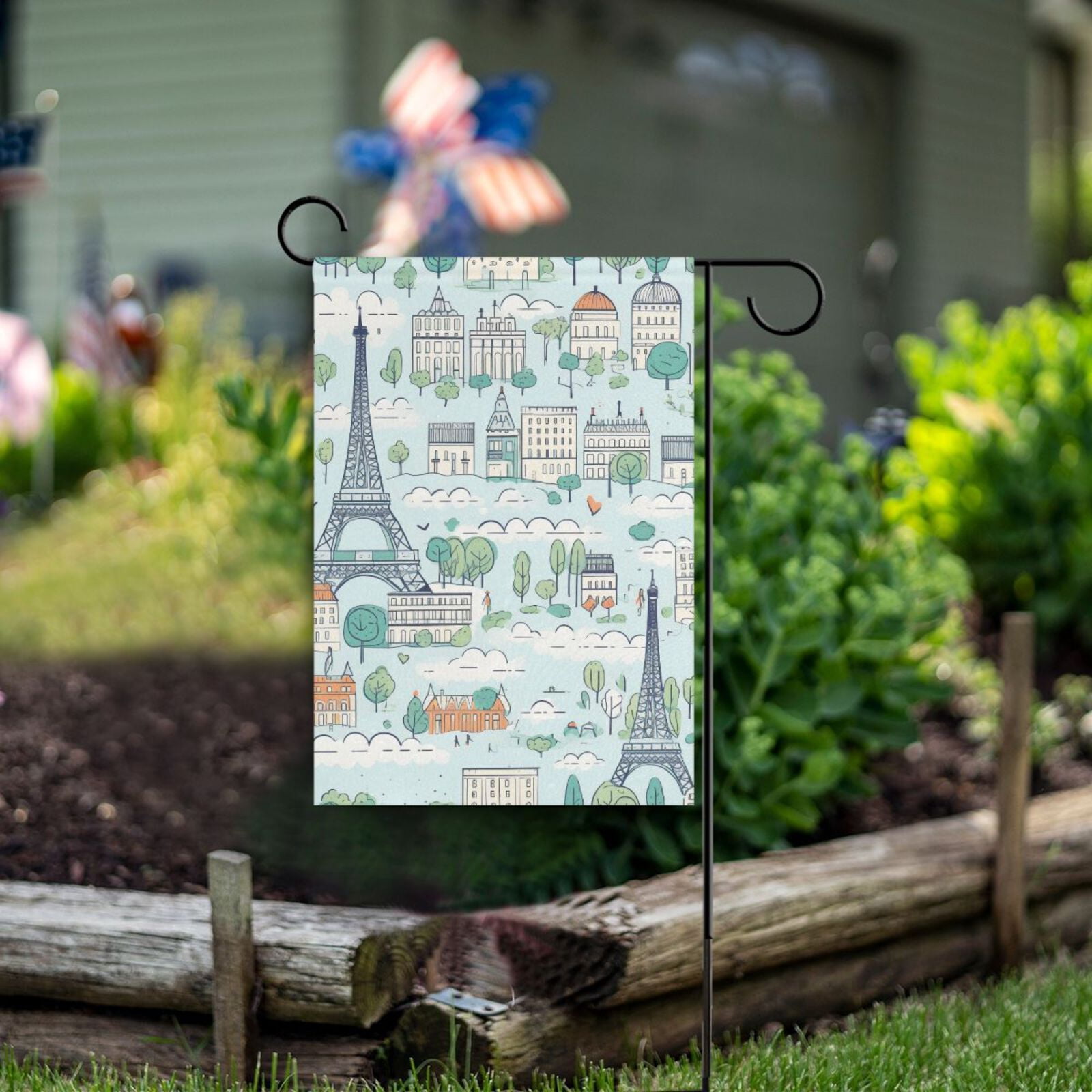 Towers Trees Houses Garden Flag Double Sided Outdoor Banners for ...