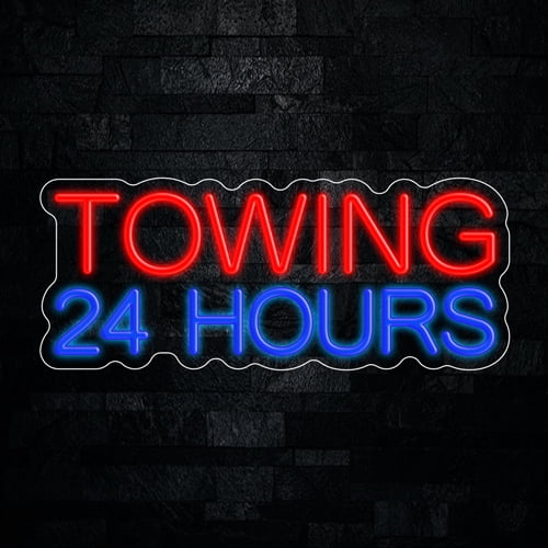 Towing 24 Hours LED Neon Sign 22"L x 9"H #33494 - Walmart.com