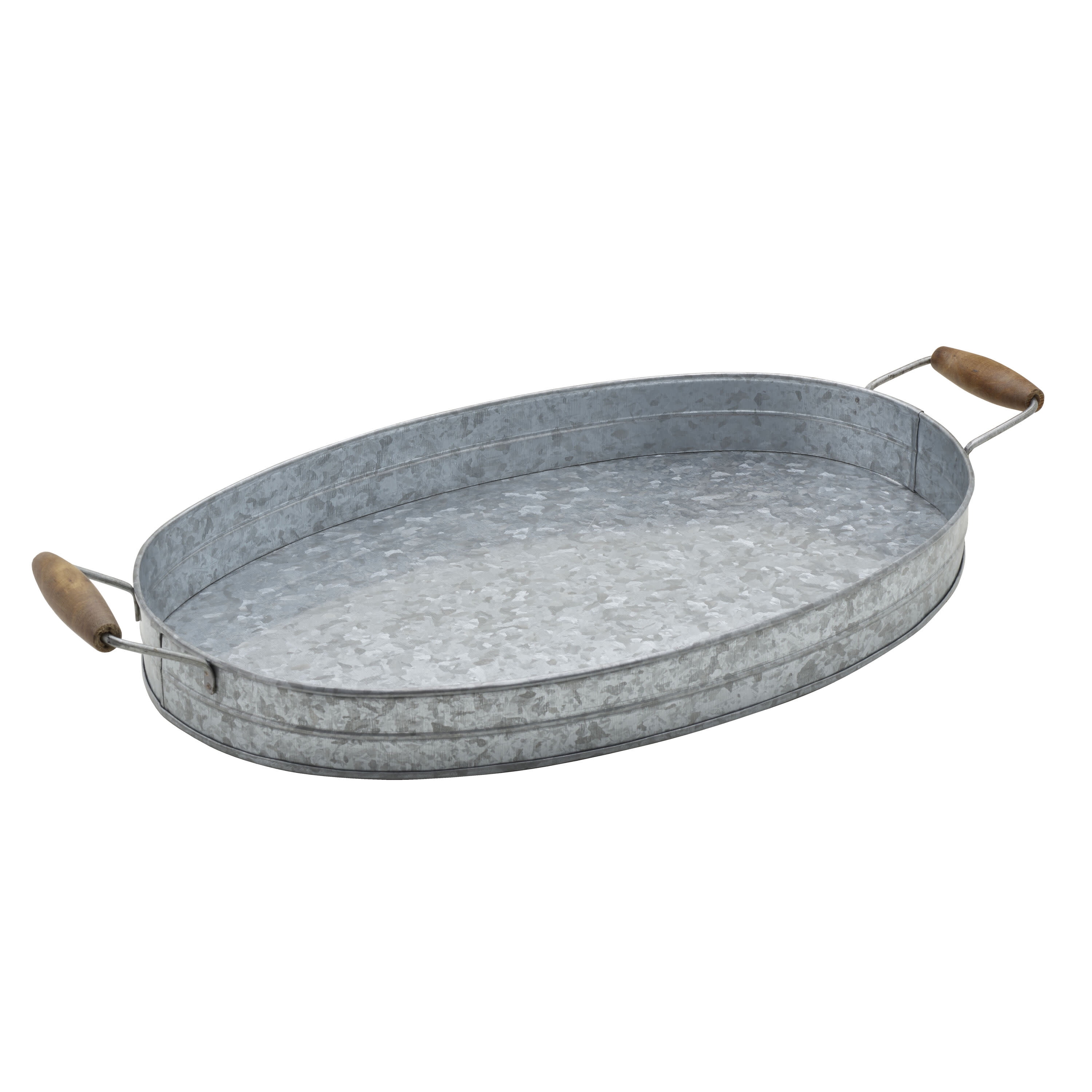 Towle Living Galvanized 20-inch Oval Tray Wood Handles - Walmart.com