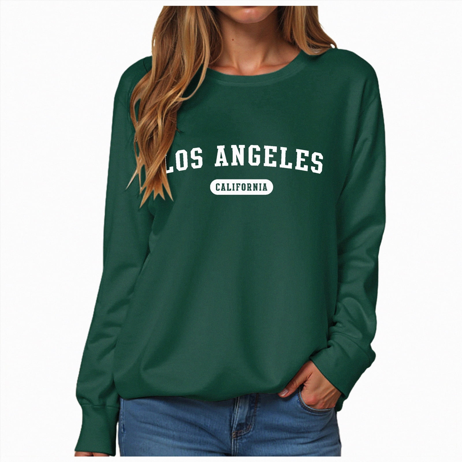 Towmus Women's Los Angeles Crewneck Sweatshirt Casual Long Sleeve ...