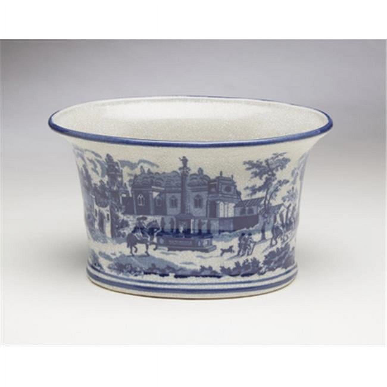 Town Scene Toile Design Planter, Blue & White - Walmart.com