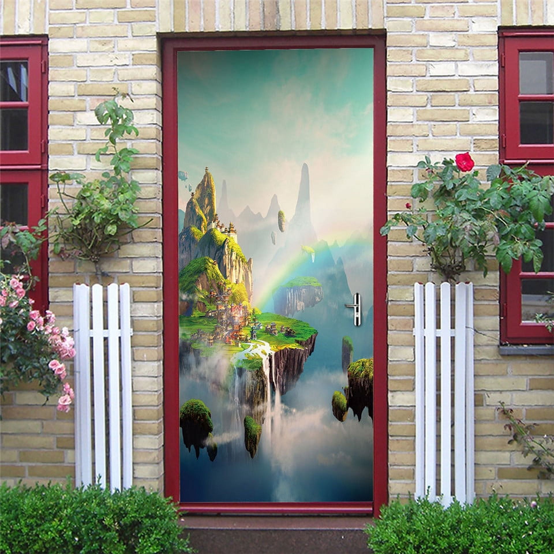 Town Sliding Glass Door Sticker Room Decoration DIY Self Stick ...