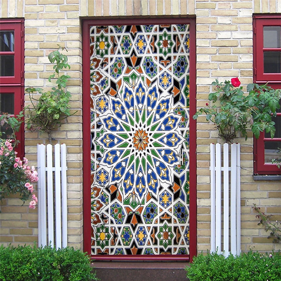 Town Sliding Glass Door Sticker Room ration DIY Self Stick Wallpaper ...