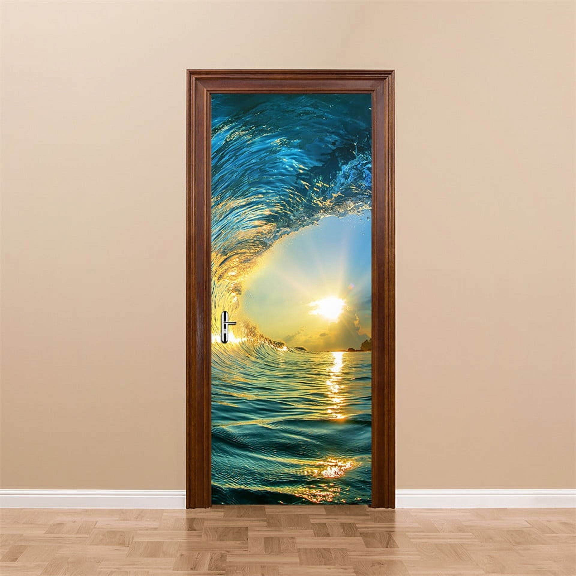 Town Sliding Glass Door Sticker Room ration DIY Self Stick Wallpaper ...