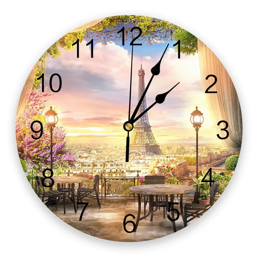 Town Street Flowers Clocks Wall Home Decoration Modern Kitchen Teen ...