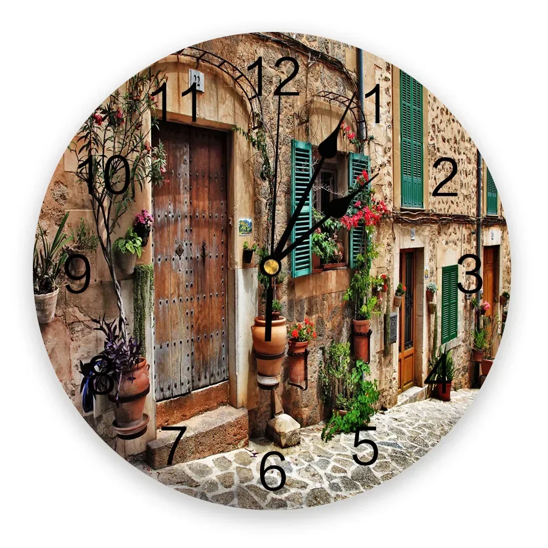 Town Street Flowers Clocks Wall Home Decoration Modern Kitchen Teen ...