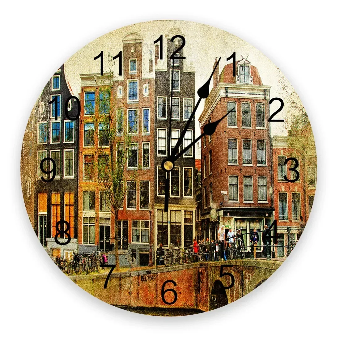 Town Street Flowers Clocks Wall Home Decoration Modern Kitchen Teen ...