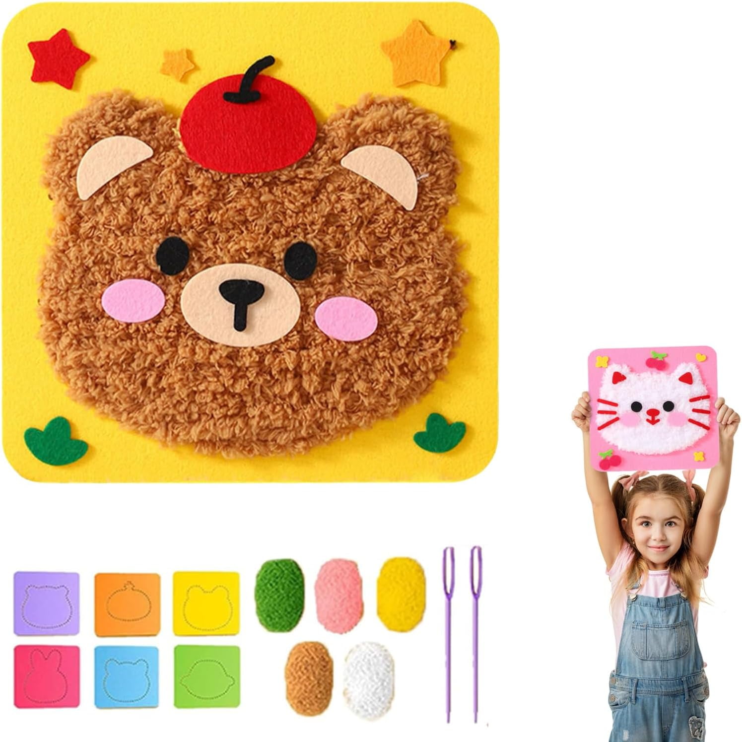 Townscloud DIY Embroidery Doll Set, Cartoon Animal Sewing Arts and ...