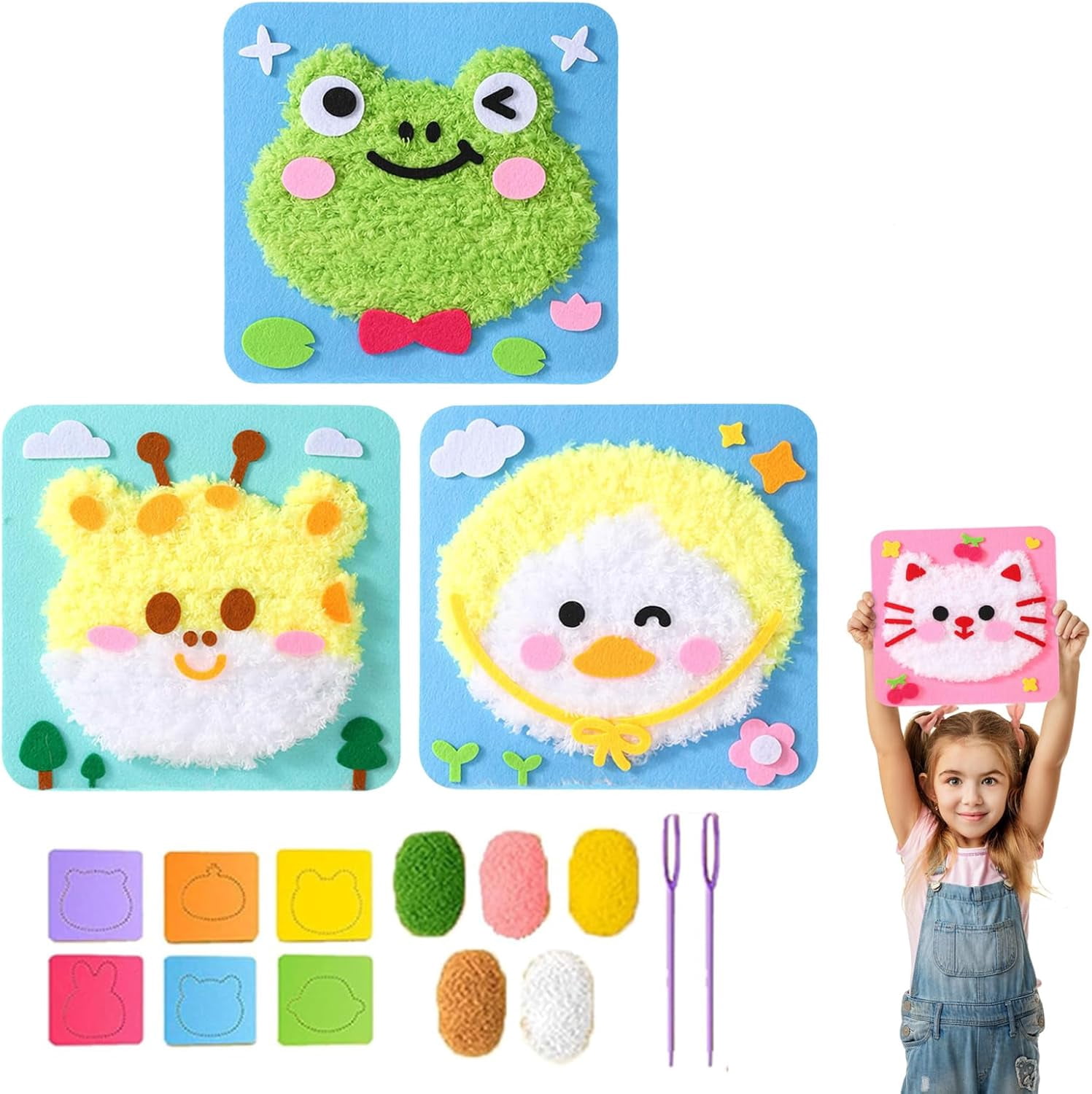 Townscloud DIY Embroidery Doll Set, Cartoon Animal Sewing Arts and ...