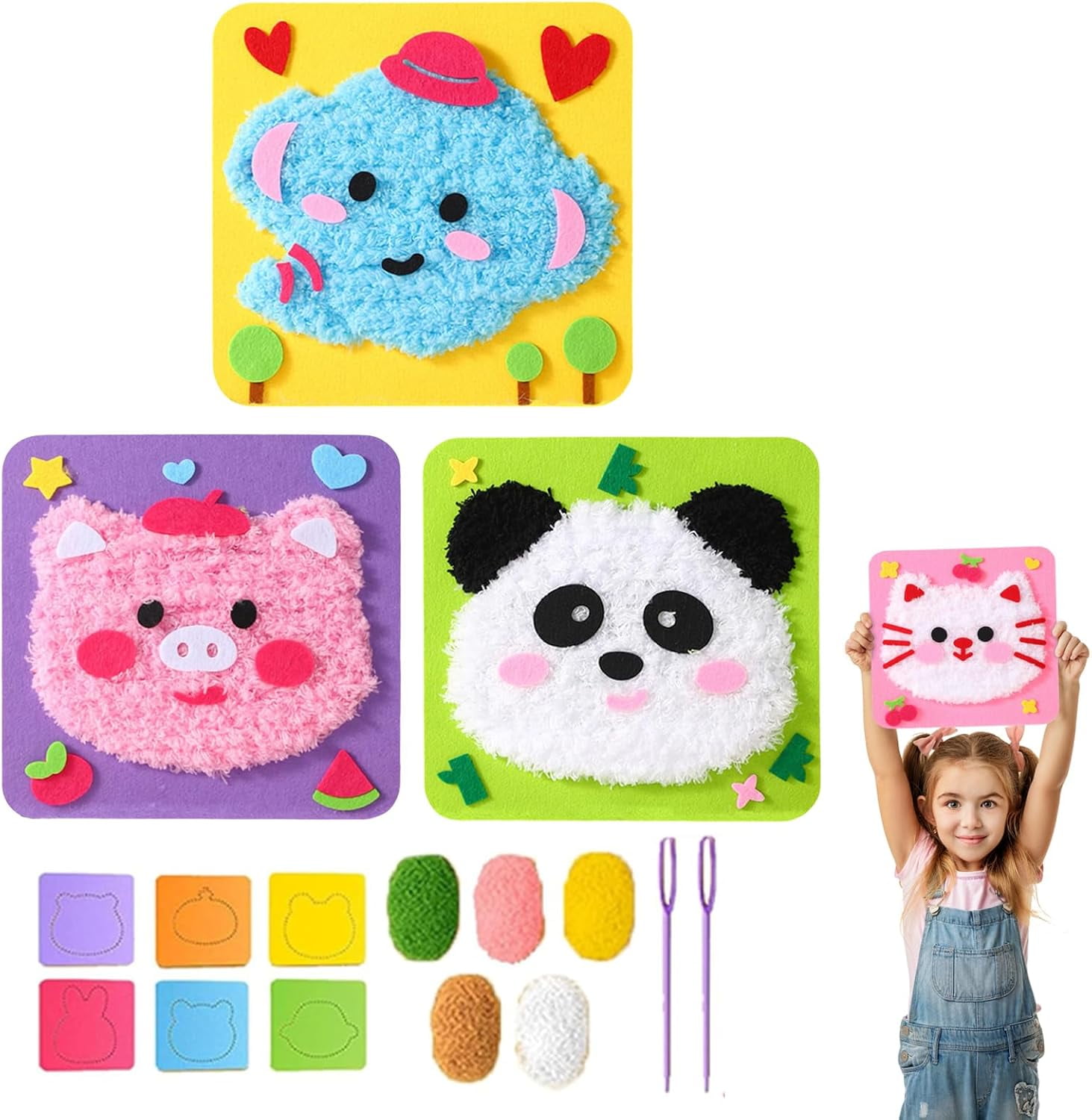 Townscloud DIY Embroidery Doll Set, Cartoon Animal Sewing Arts and ...