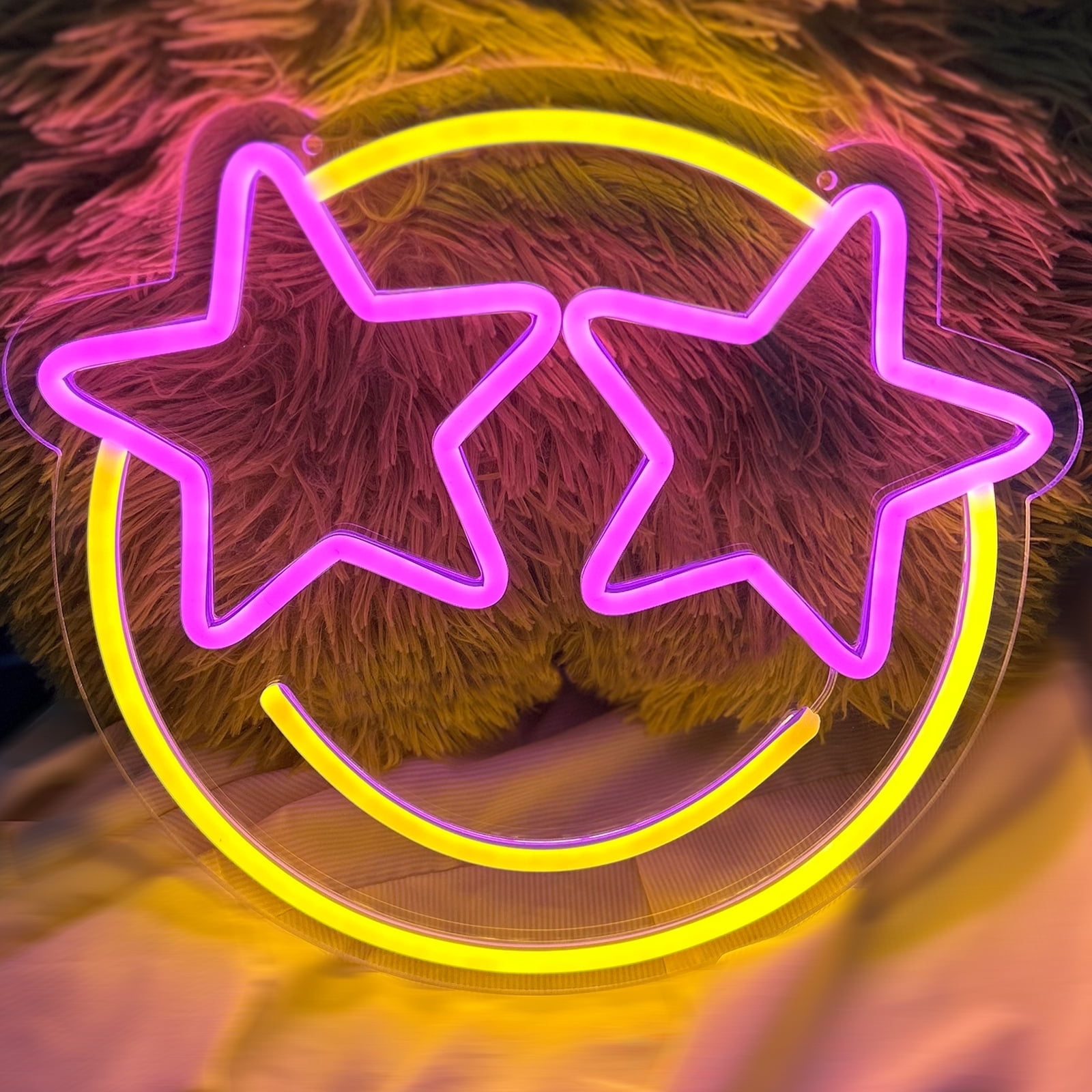 Towond Neon Signs Dimmable Smile Face Led Light Up 12.21"x11.42" Neon ...