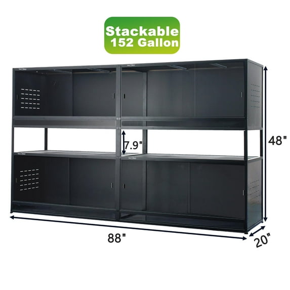ToxiRium 4-Pack Reptile Tanks, Stackable Enclosures for Bearded Dragon ...