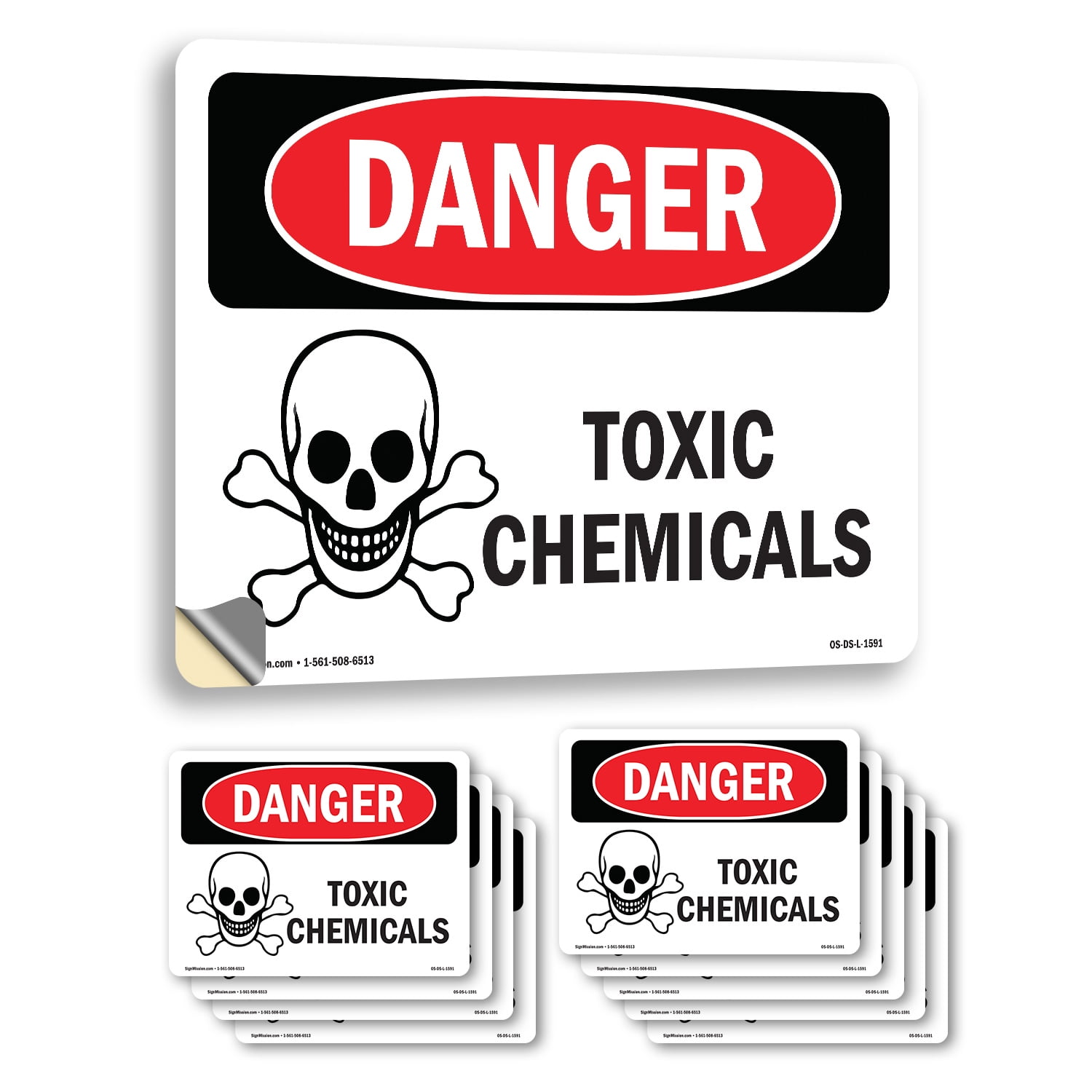 Toxic Chemicals OSHA Danger Vinyl Decal Label 24 Inch x 18 Inch - 10 ...