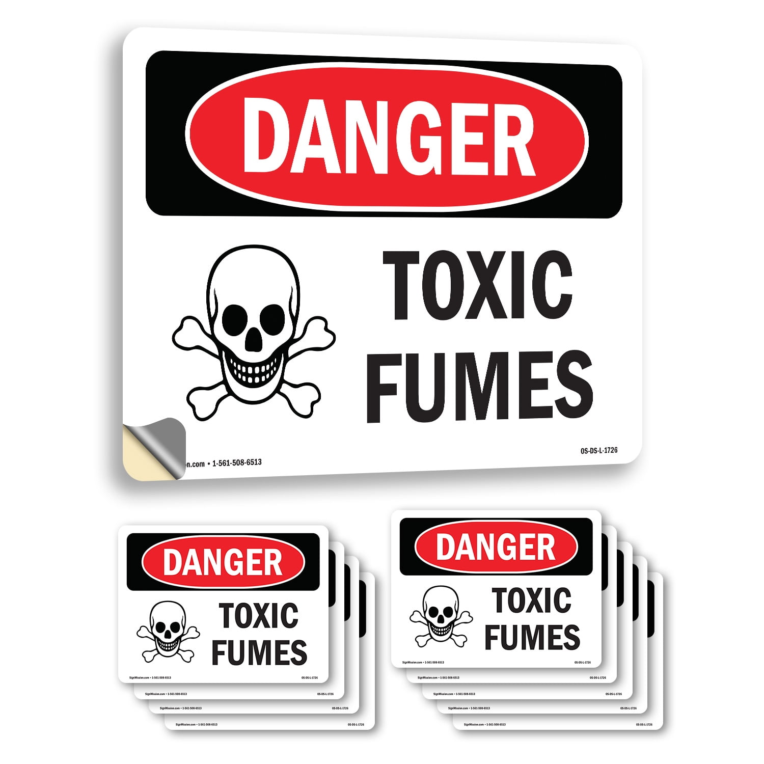 Toxic Fumes OSHA Danger Vinyl Decal Label 24 Inch x 18 Inch - 10 Pack ...