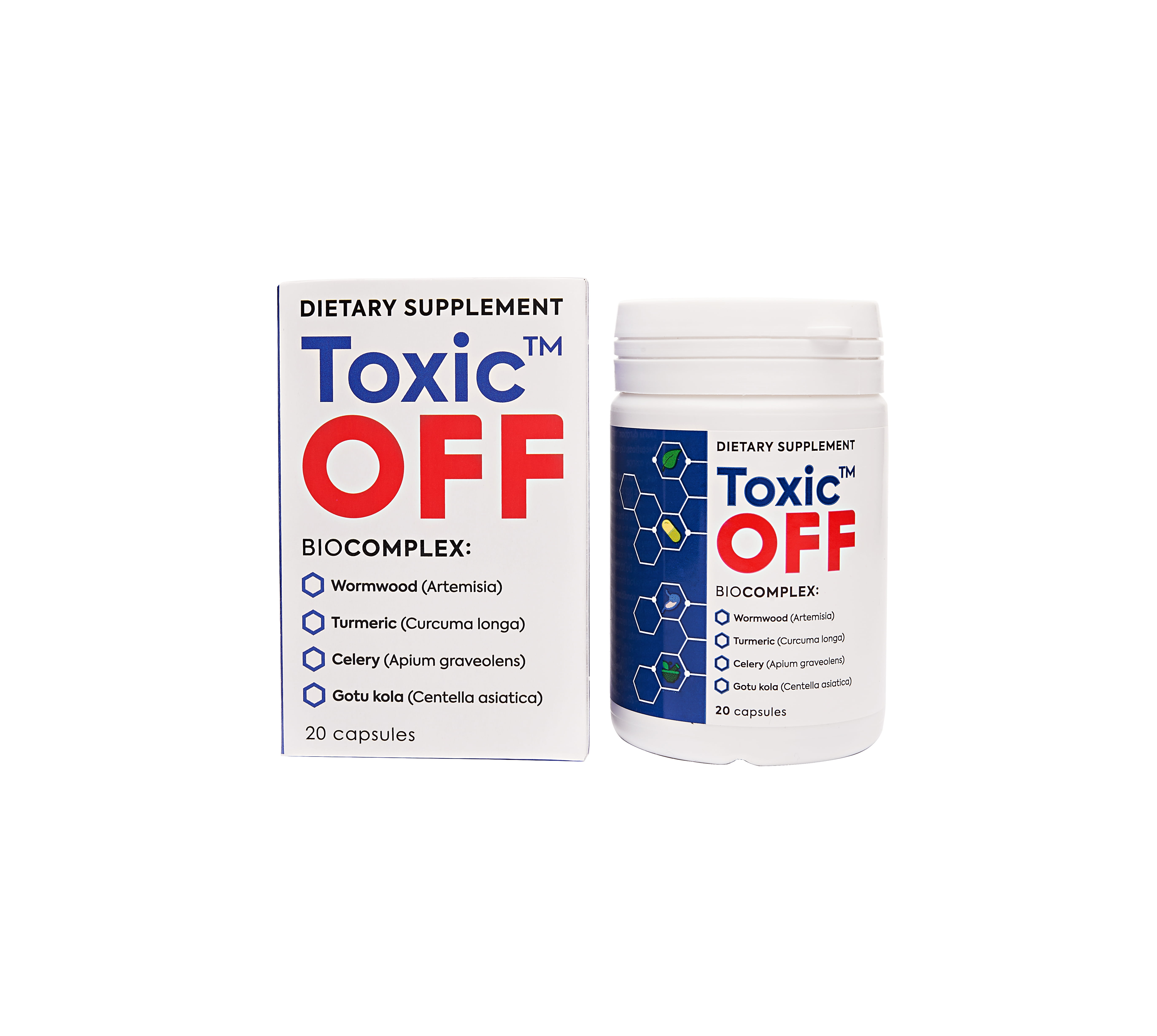 TOXIC OFF, Daily Dietary Supplement Capsules, 20 Plant-Based Botanical ...