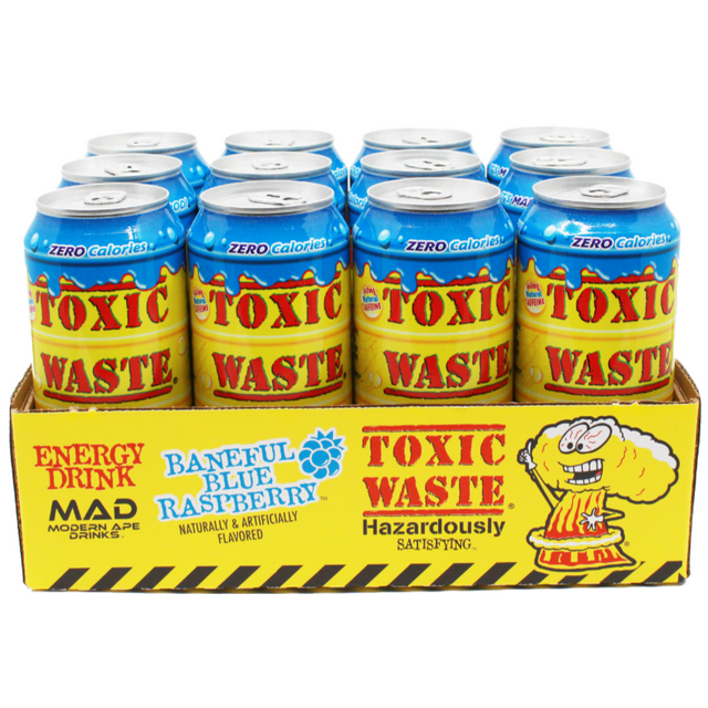 Toxic Waste Baneful Blue Raspberry Energy Drink, Zero Calories Zero ...