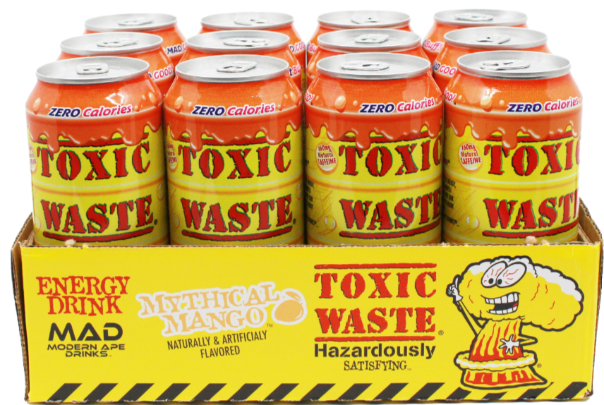 Toxic Waste Mythical Mango Energy Drink, Zero Calories Zero Sugar, 16oz ...