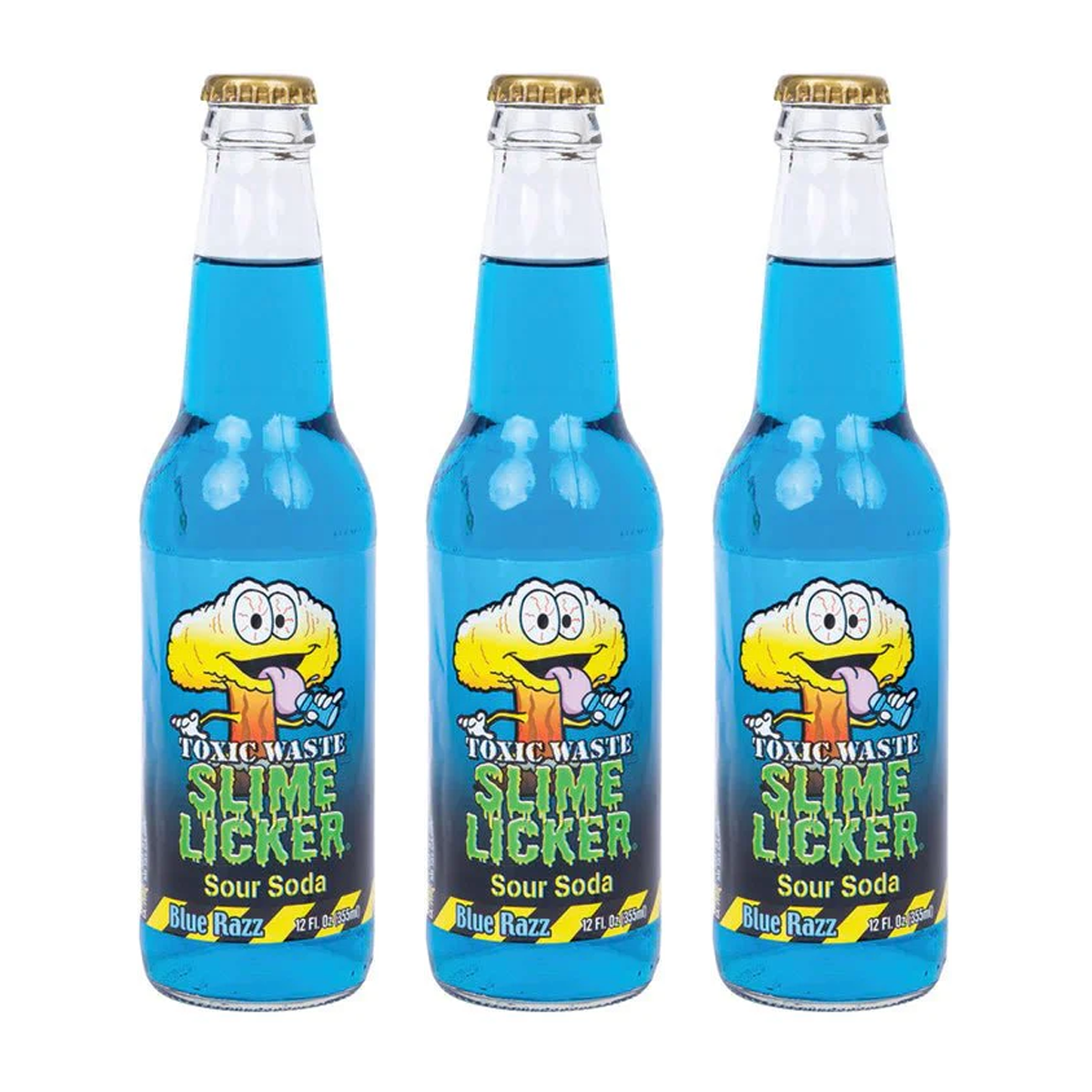 Toxic Waste Slime Licker Soda Pop, 12 fl oz Glass Bottles, 3 Pack (Blue ...