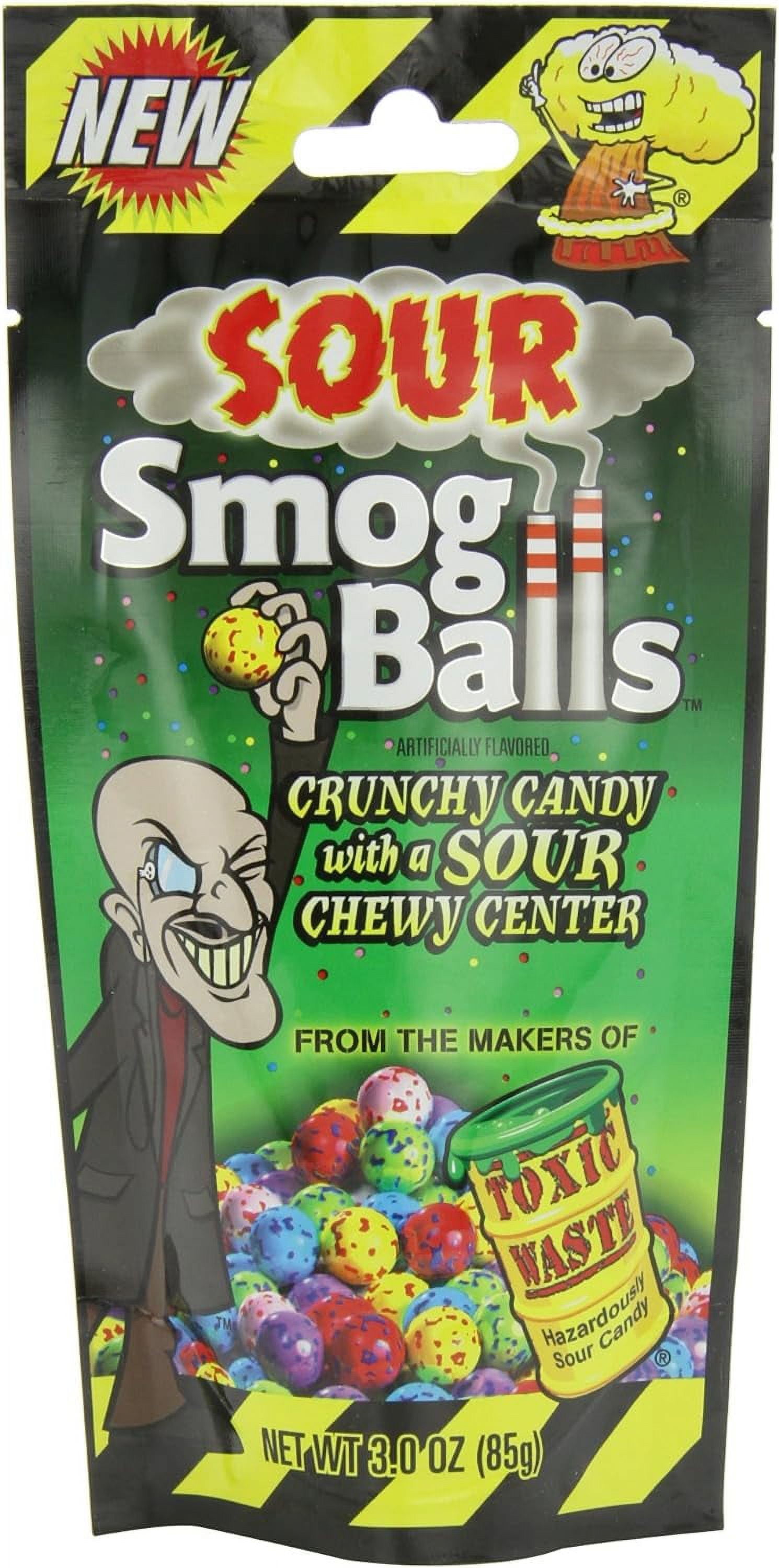 Exclusive Brands Toxic Waste Sour Smog Balls Candy, 85g Bag, Crunchy ...