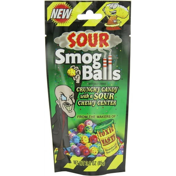 Exclusive Brands Toxic Waste Sour Smog Balls Candy, 85g Bag, Crunchy ...