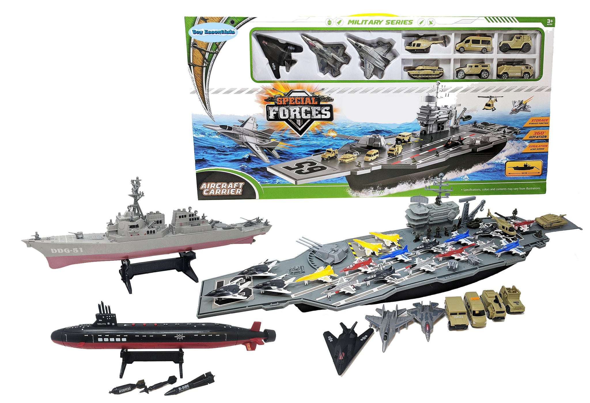 Free Shipping! Toy Aircraft Carrier Submarine Destroyer Ship Combo with ...