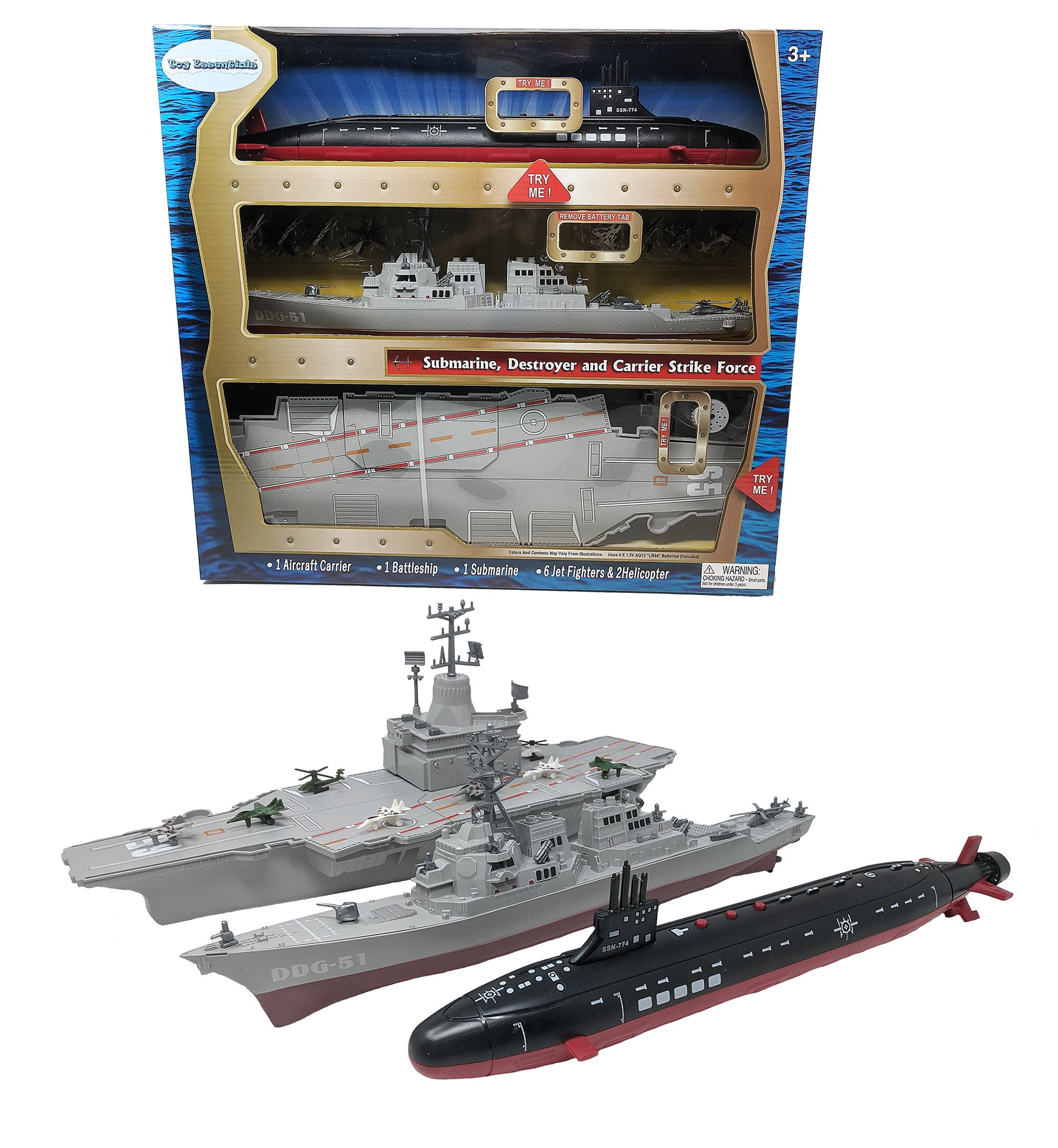 Kids Navy Ship & Airplane Model: Toy Aircraft Carrier, Submarine ...