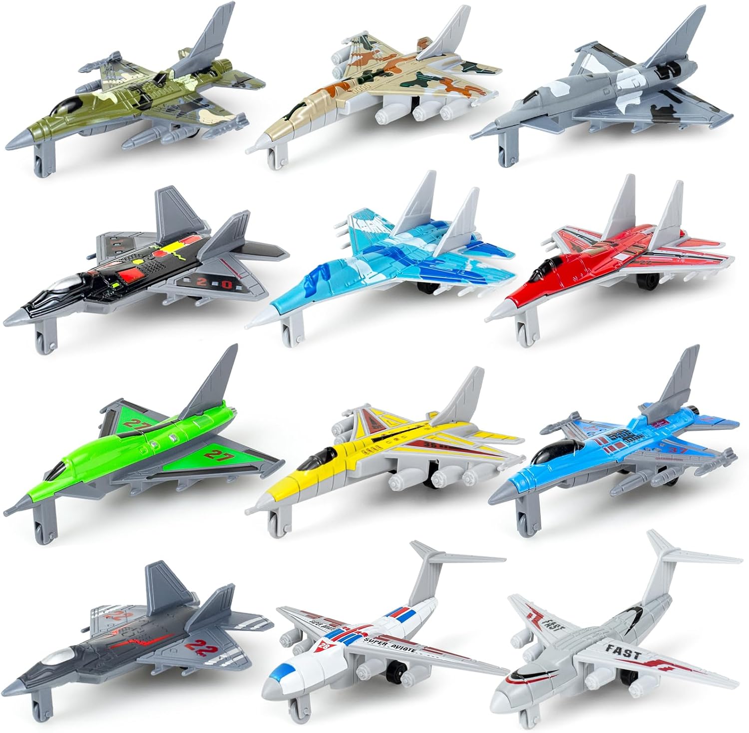 Toy Airplane 12 Pack,Diecast Airplane Toy for Boys Toddlers Age 1 2 3 4 ...