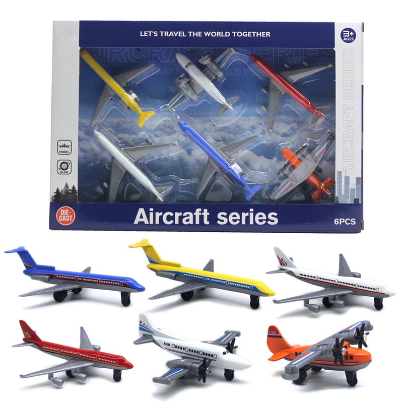 Toy Airplane 6 Pack, Diecast Airplane Toy for Boys Age 3 4-7 8-12, Alloy Planes Model/Glider ...