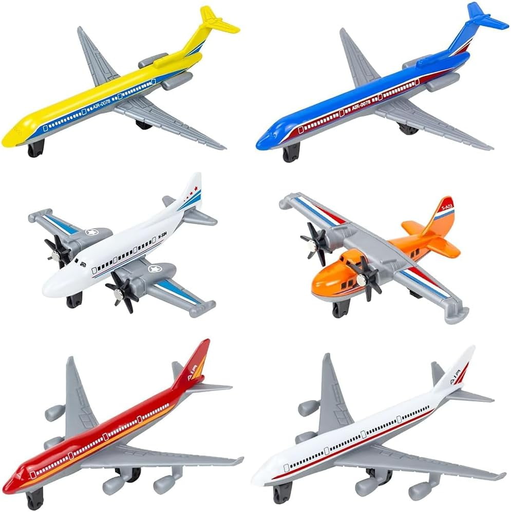 Toy Airplane Set,6 Pack Diecast Airplane Toys for Boys,Pull back Plane ...