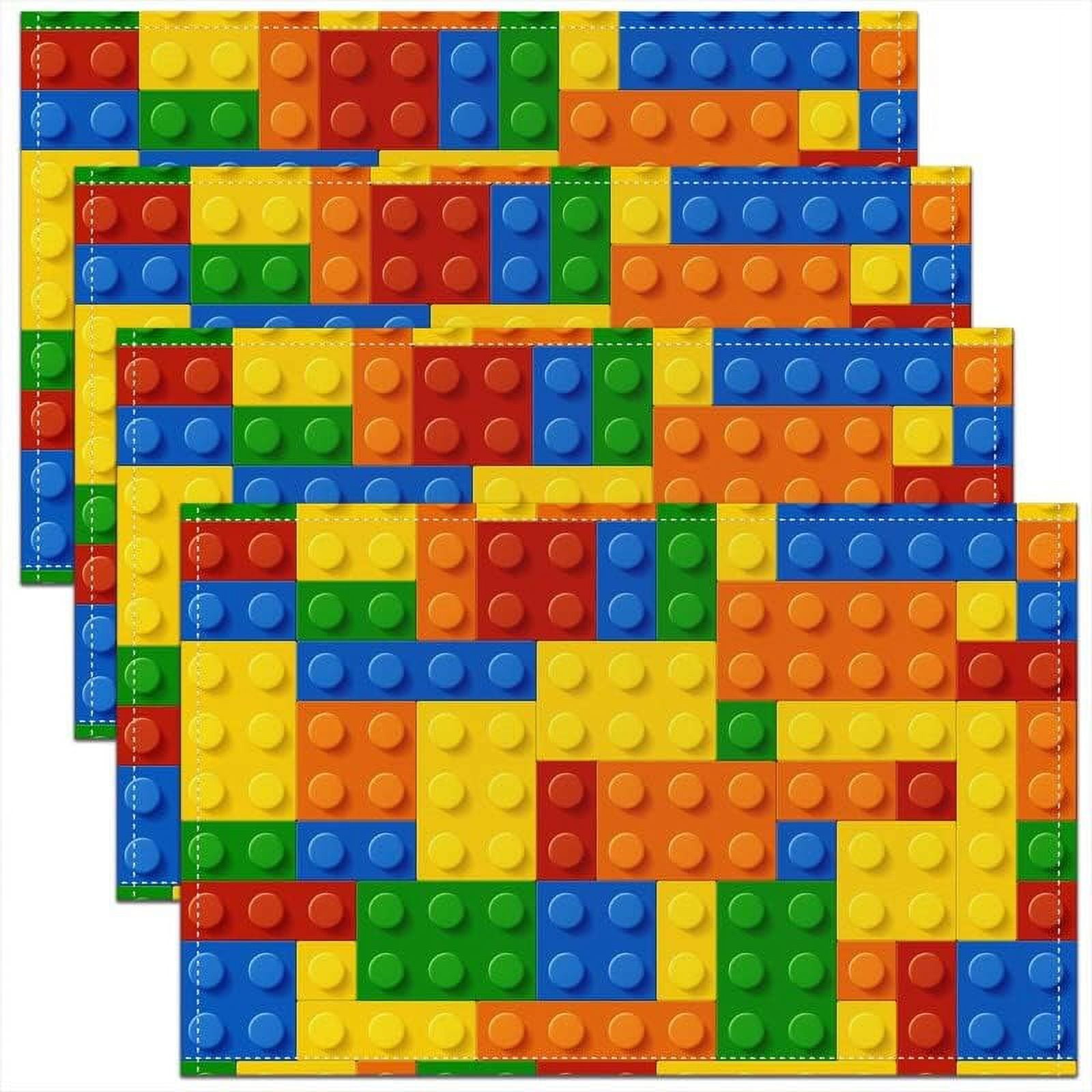 Toy Blocks Placemats Table Mats, Cartoon Colorful Building Blocks ...