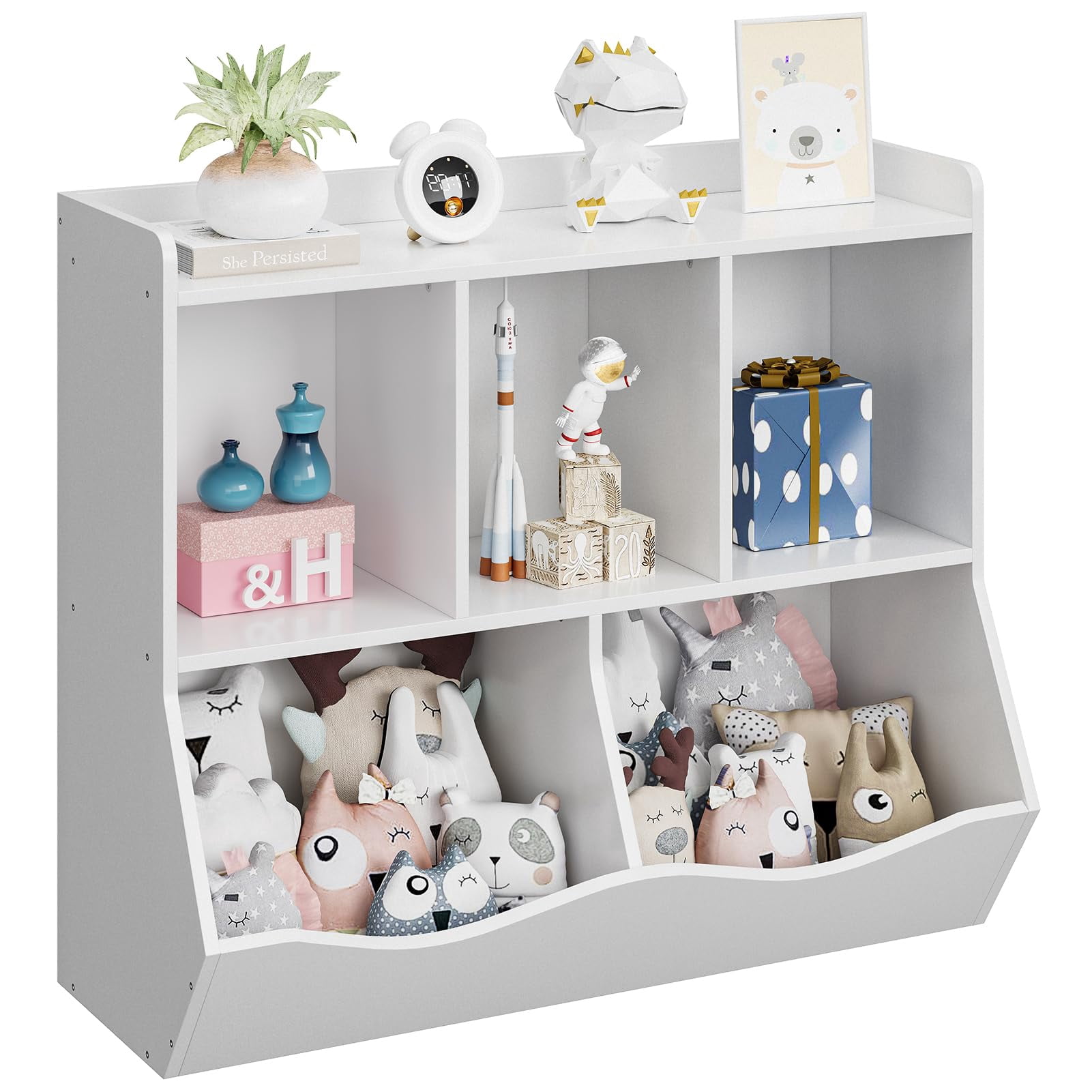 Toy Bookshelf and Bookcase, Multi Shelf with Cubby Organizer Cabinet ...