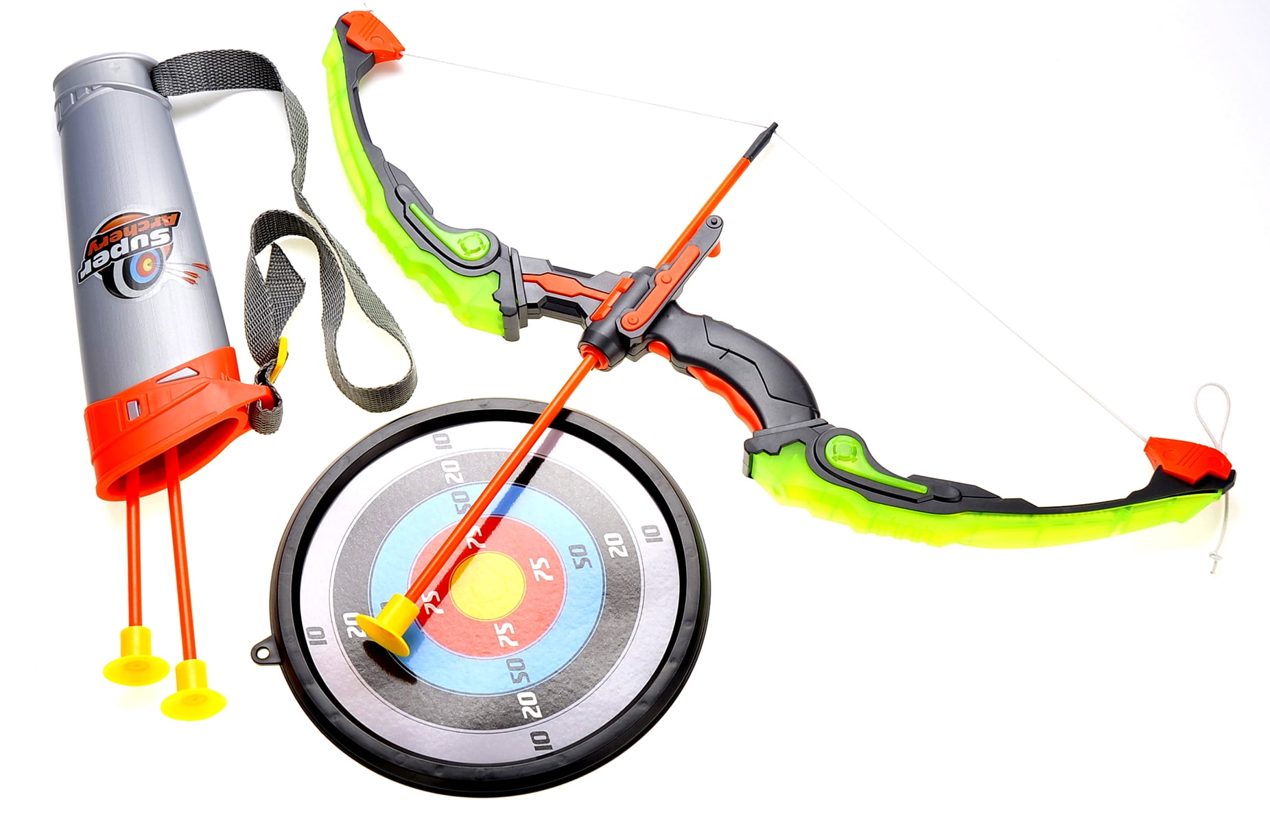 Toy Bow and Arrow for Kids, Light-Up Bow and Target Playset Green ...