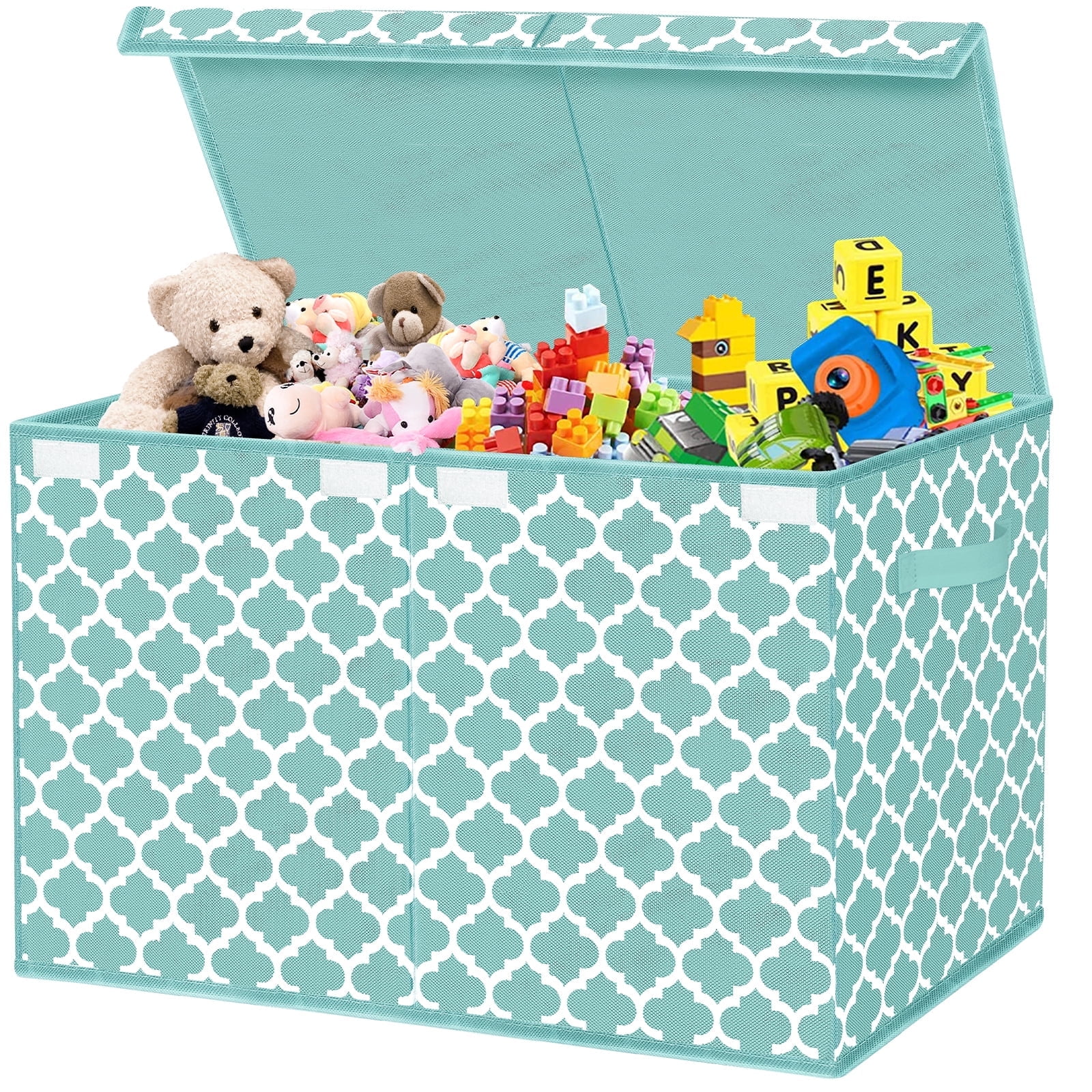 Black Large Toy Box Chest with Lids and Handles - Collapsible for ...