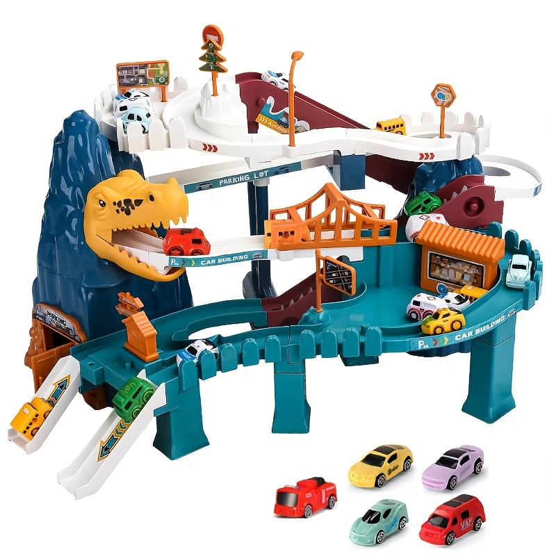 Toy Car Ramp Track Dinosaur Climbing Hills Railcar Colorful Vehicles ...