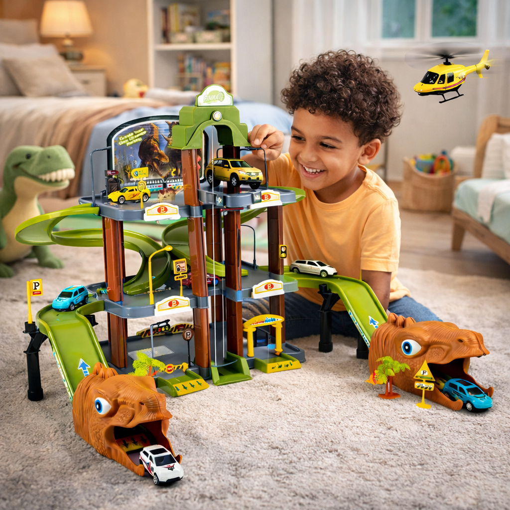 Toy Car Ramp Track Dinosaur Climbing Hills Railcar Colorful Vehicles ...