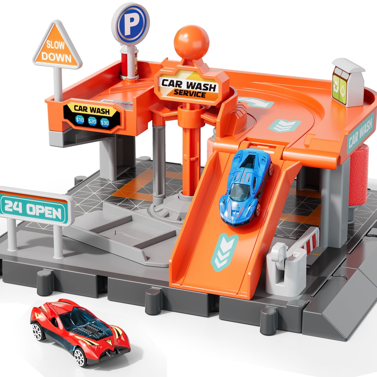 Toy Car Wash for Kids, Activity Drivers, 1:64 Scale Car, Parking lot ...