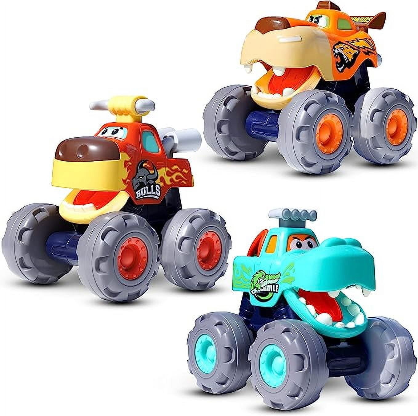 Toy Cars For 1 2 3 Year Old 3 Pack Monster truck Toy Push & Go ...