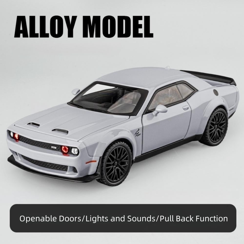 Dodge Challenger Hellcat Toy Car, 1/32 Die Cast, Pull Back, Light ...