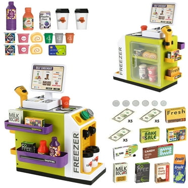 JoyStone 48PCS Pretend Play Cash Register Toy with Light and Sound ...
