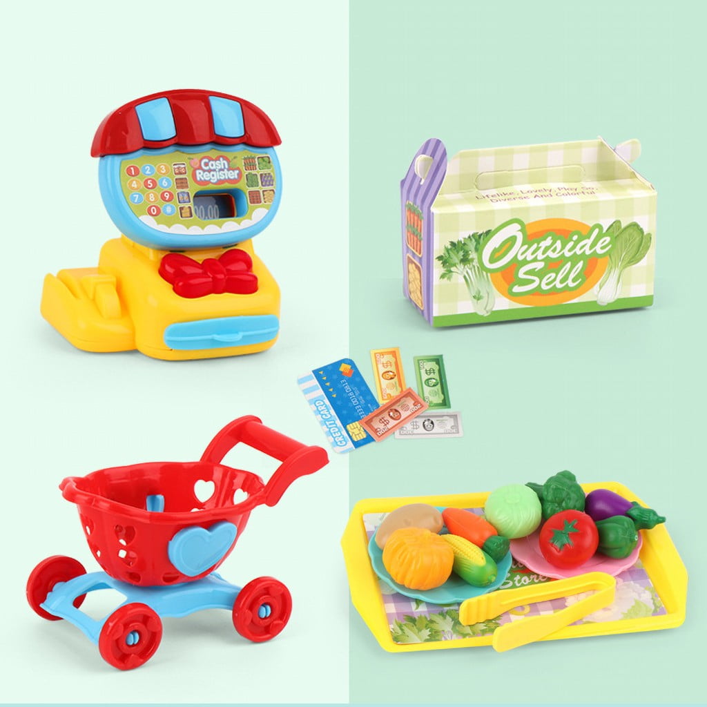 Toy Cash Register, Kids Pretend Play Supermarket Cash Register Set ...