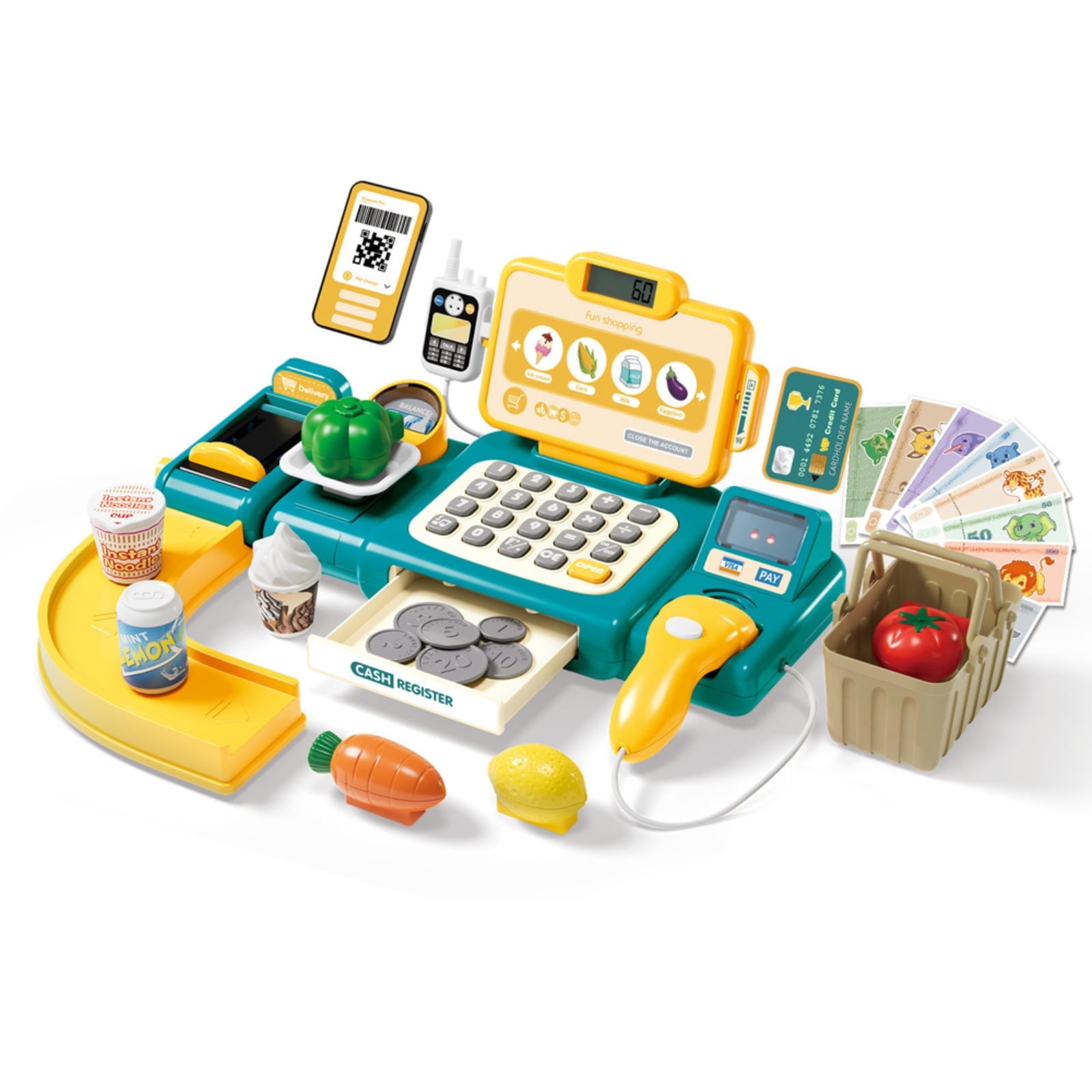 Toy Cash Register with Calculator, Light and Sound Scanner, Microphone ...