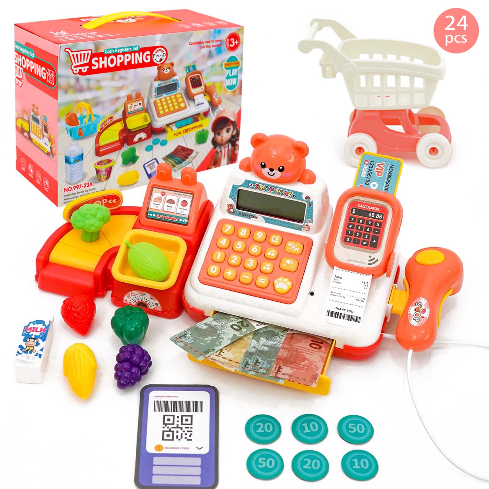 Cash Register Toy for Kids, Pretend Play Cash Register with Scanner ...