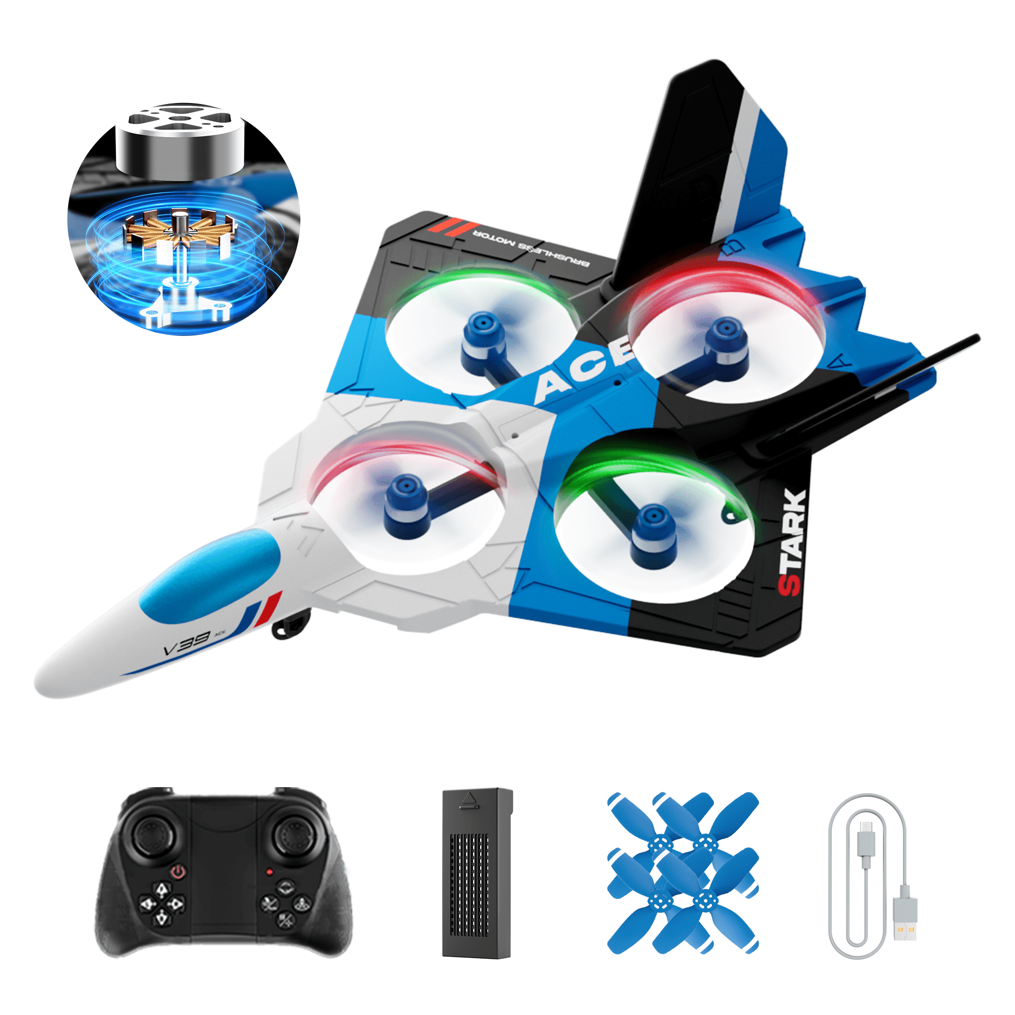 Toy Choi's Brushless RC Plane for Kids Adults, 360° Flip Remote Control ...