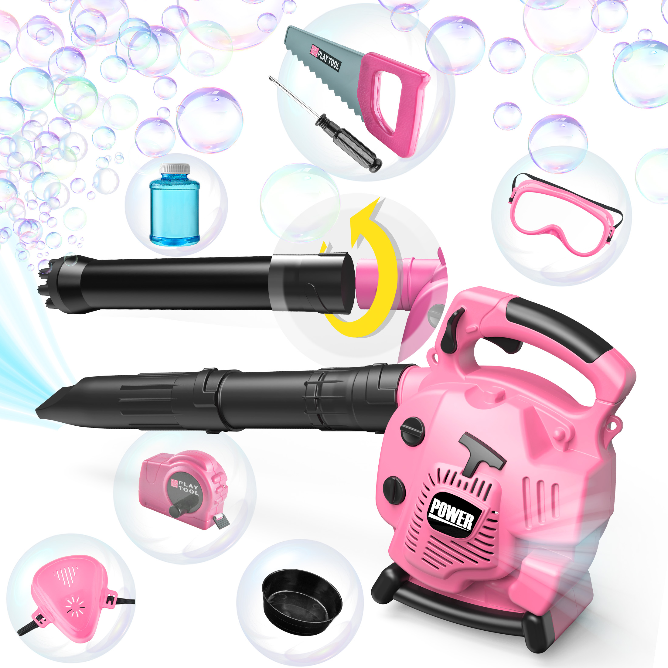 Toy Choi's 2-in-1 Kids Leaf Blower & Bubble Blower Kit, Pretend Play ...
